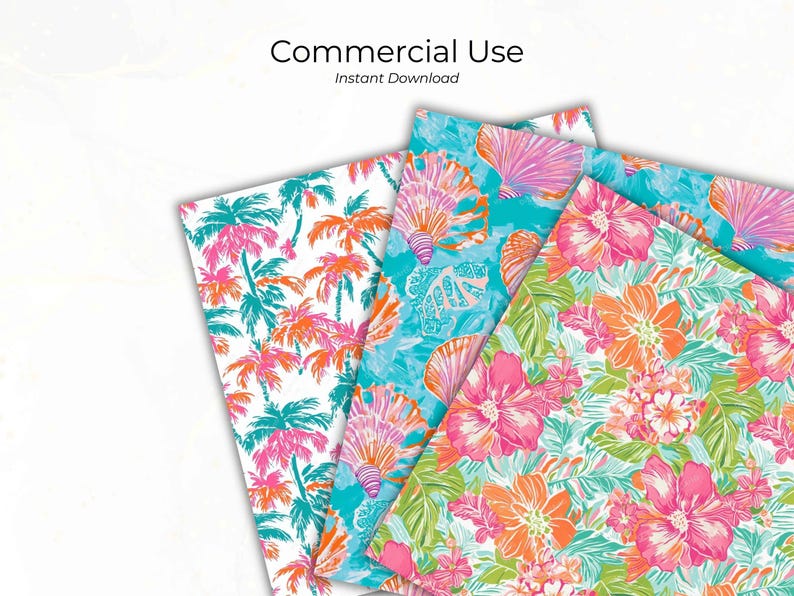 Summer Seamless Patterns Tropical Summer Digital Paper Floral ...