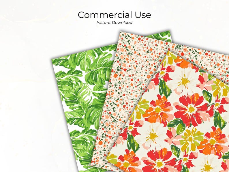 Summer Floral Pattern Floral Digital Paper Citrus Fruits Backgrounds ...