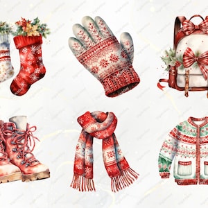 Winter Clothes Clipart - 144 Watercolor Winter Clipart Pngs, Winter PNG ...
