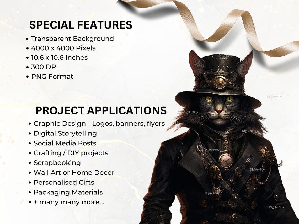 Steampunk Cats PNG Bundle - 87 Cats Clipart Pngs, Cats Clipart, Animals ...