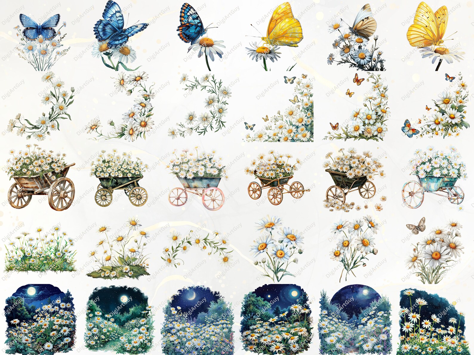 Daisy Clipart Watercolor Spring Clipart Flower Clipart Wild Flower PNG ...