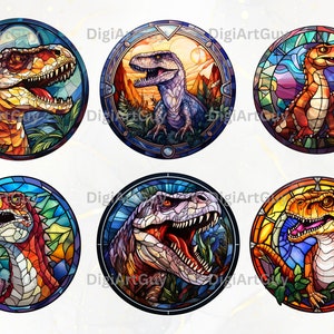 Stained Glass Dinosaurs Clipart - 75 Stained Glass Design Bundle ...