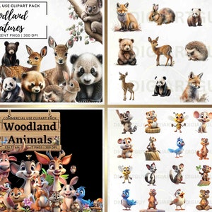 Woodland Mega Clipart Bundle Watercolor Woodland Animal Clipart Cute ...