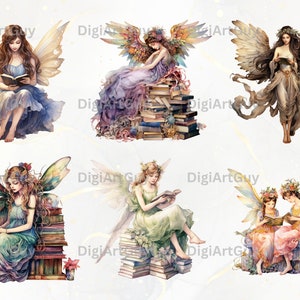 Book Fairy Watercolor Clipart - 33 Watercolor Fairy Images, Fairytale ...
