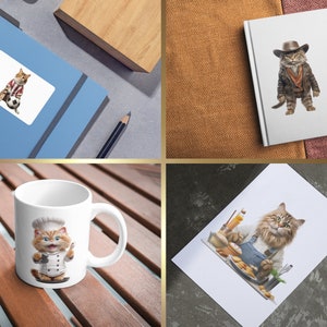 Working Cats PNG Bundle - 145 Cats Clipart Pngs, Cats Clipart, Animals ...