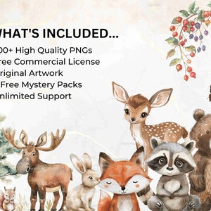 Woodland Mega Clipart Bundle Watercolor Woodland Animal Clipart Cute ...