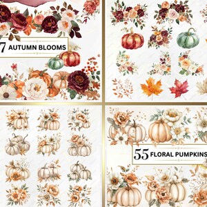 Watercolor Fall PNG Bundle Rustic Autumn PNG Fall Floral Clipart ...