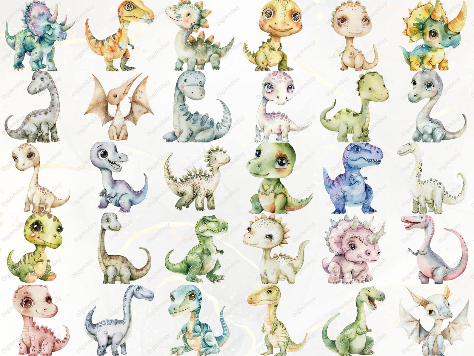 Dinosaur PNG Watercolor Baby Dinosaur Clipart Cute Dino PNG T-rex ...