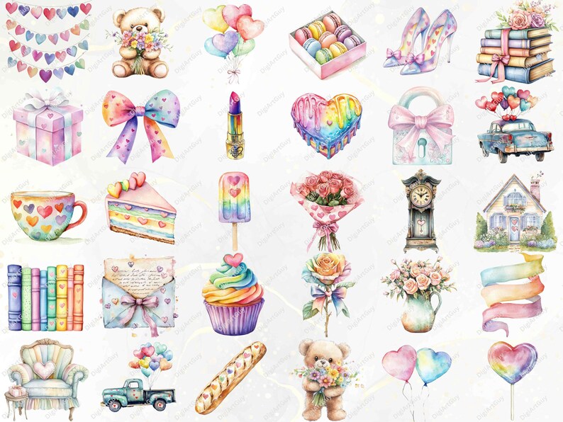 Rainbow Valentines Day PNG Pastel Valentine's Day Clipart Sweet ...