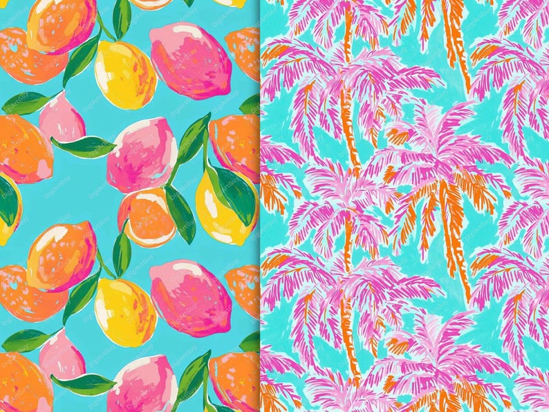Summer Seamless Patterns Tropical Summer Digital Paper Floral ...
