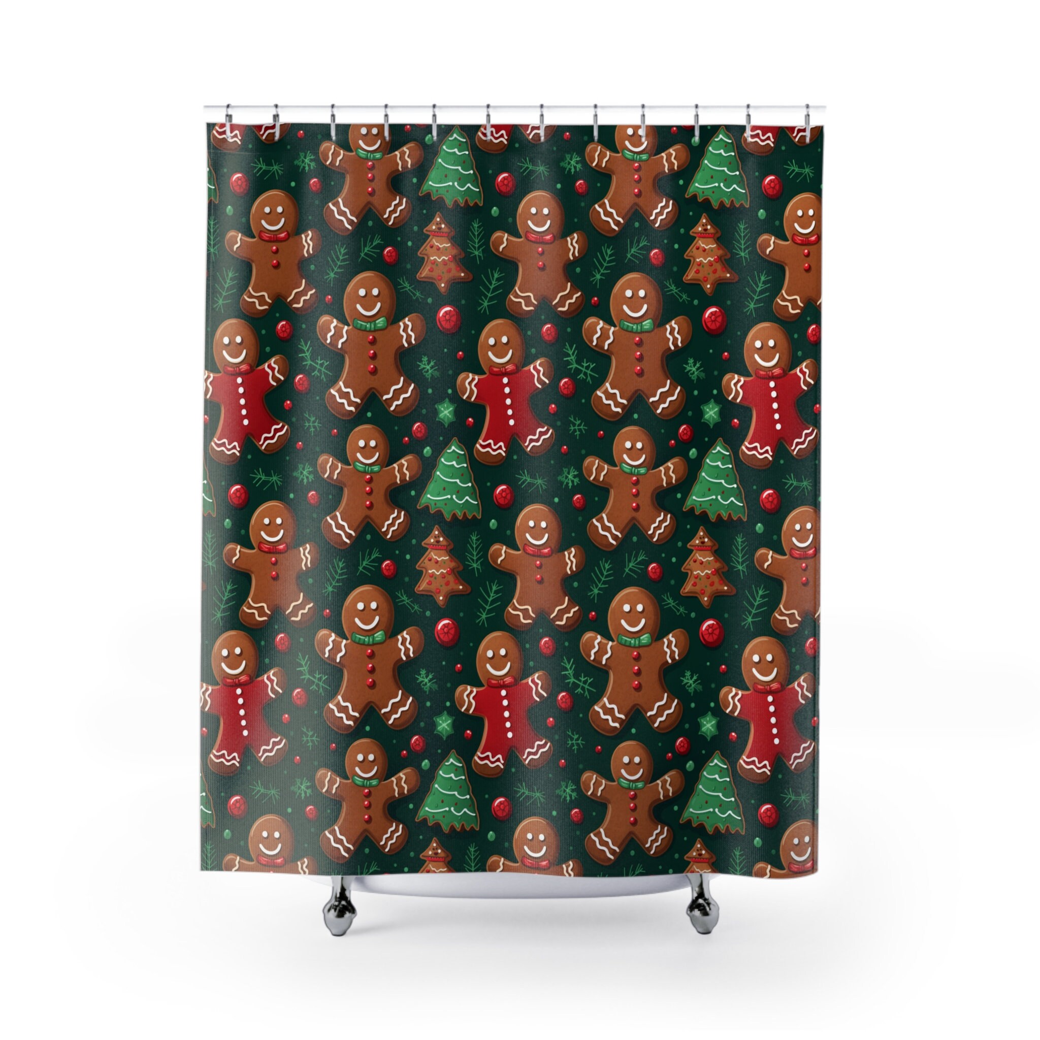 Classic Gingerbread Man Shower Curtain, Bath Room Decor, Holiday ...