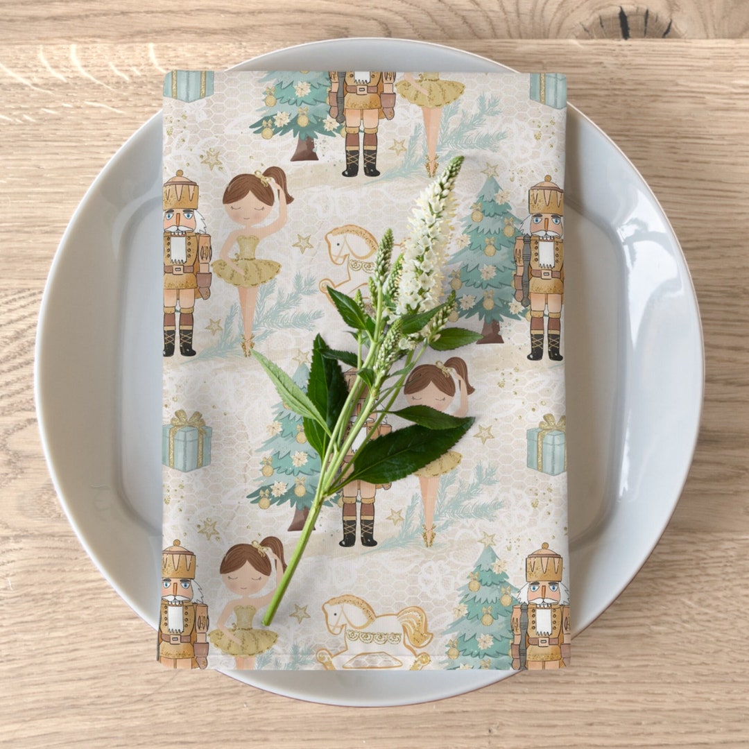 Christmas Nutcracker & Ballerina Napkin Set, Fabric Table Settings ...