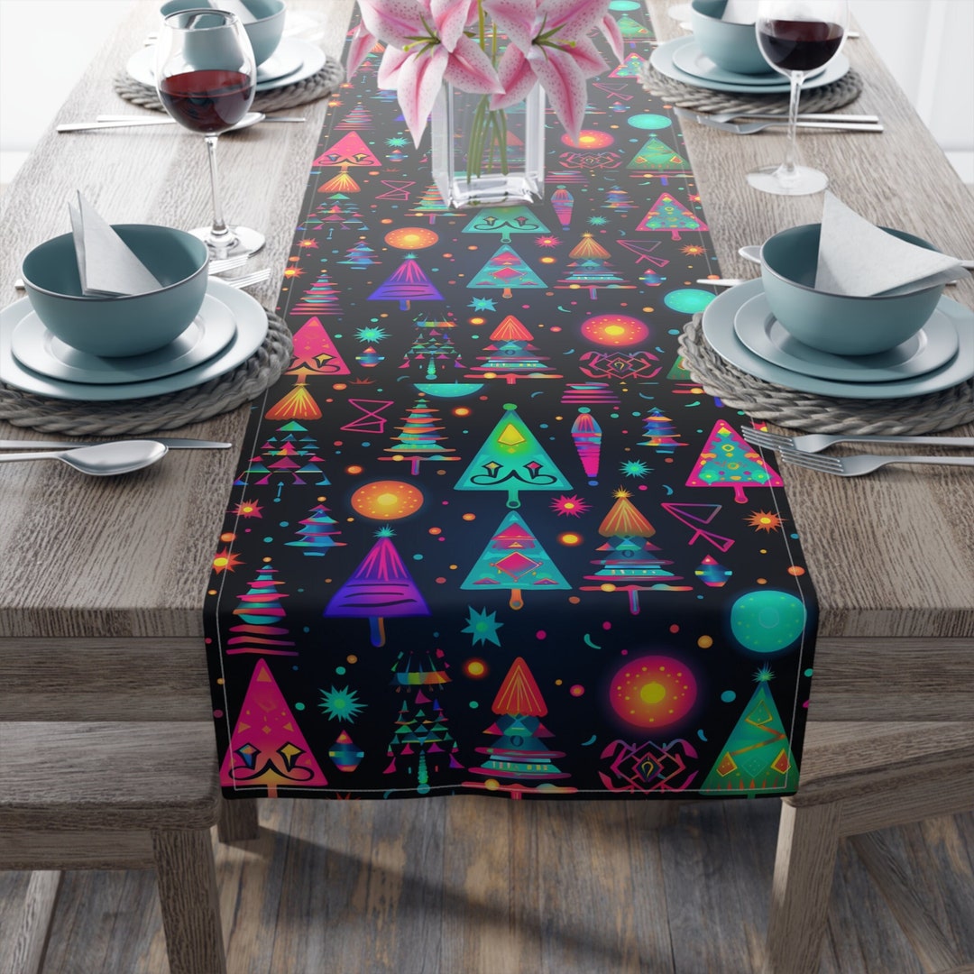 Christmas Neon Table Runner, Room Table Decorations, Seasonal ...