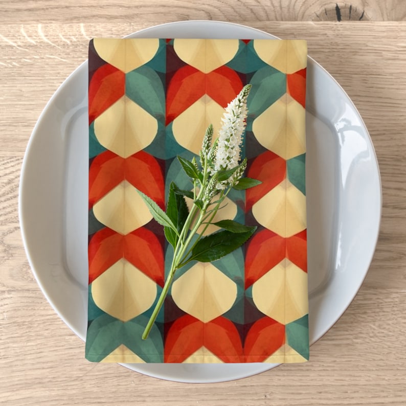 Mid Century Modern Napkin Set, Vintage Floral, Fabric Table Settings ...