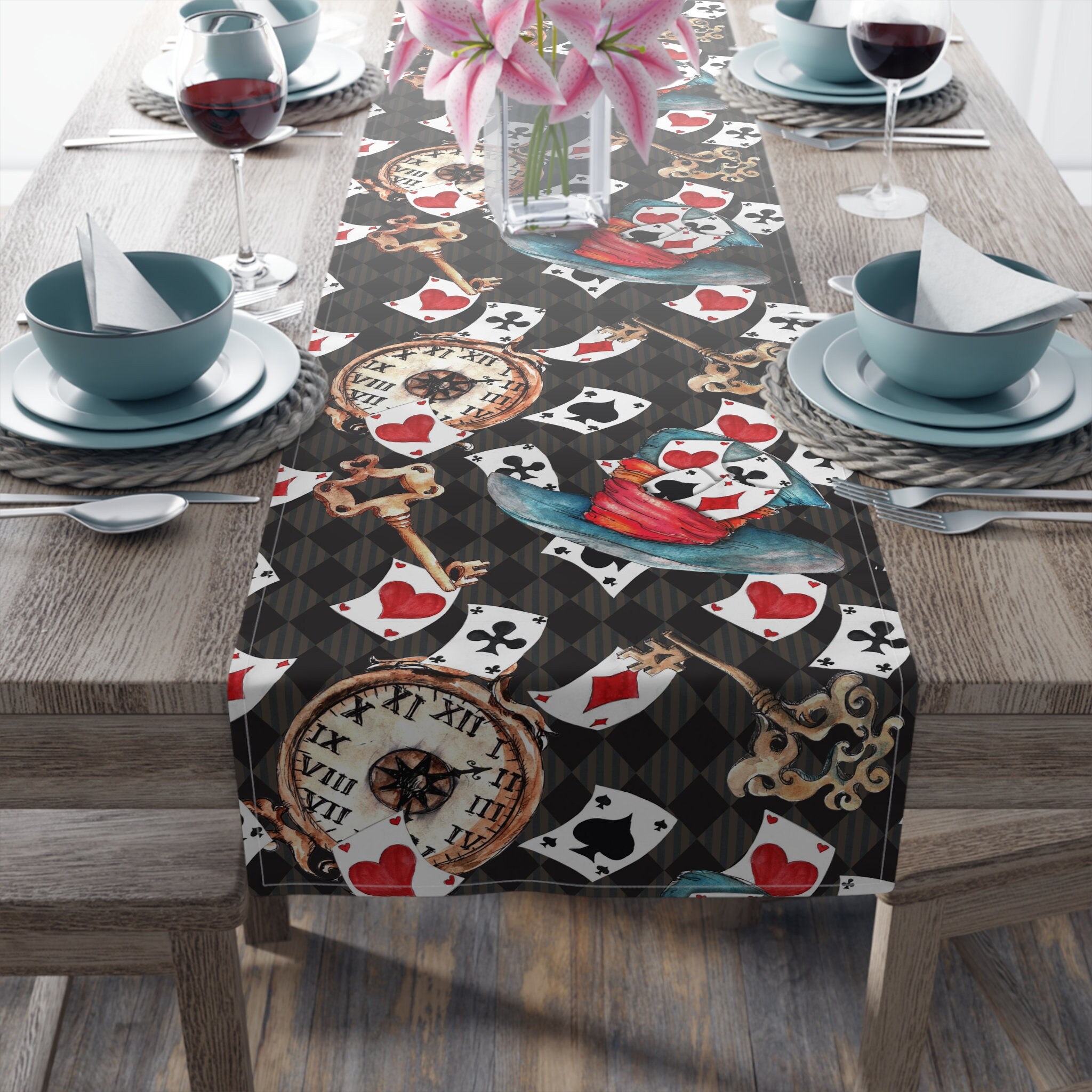 Alice in Wonderland Themed Table Runner, Mad Hatter Table Decoration ...