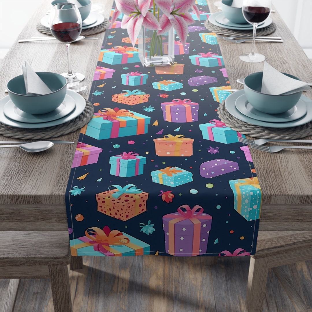 Happy Birthday Table Runner, Table Decoration, Tired Tray Table Decor ...