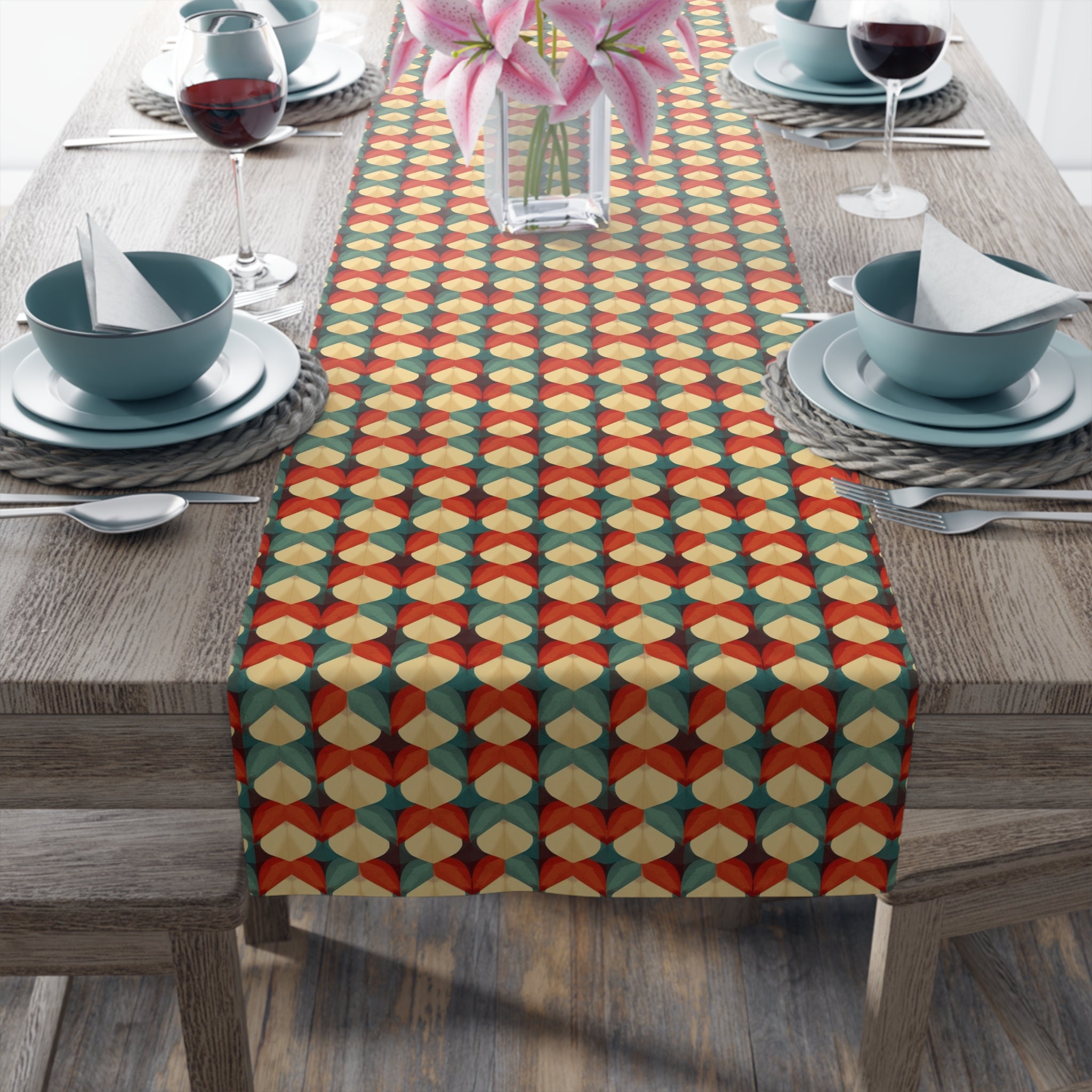 Mid Century Modern Table Runner, Art Deco Style Runner, Retro Table ...