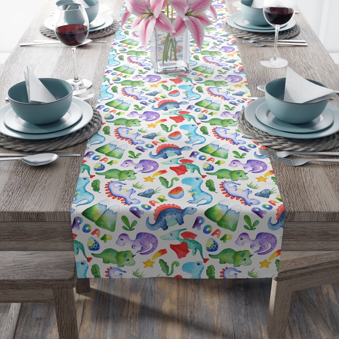 Dinosaur Birthday Table Runner, Table Decoration, Roarsome Dinosaur ...