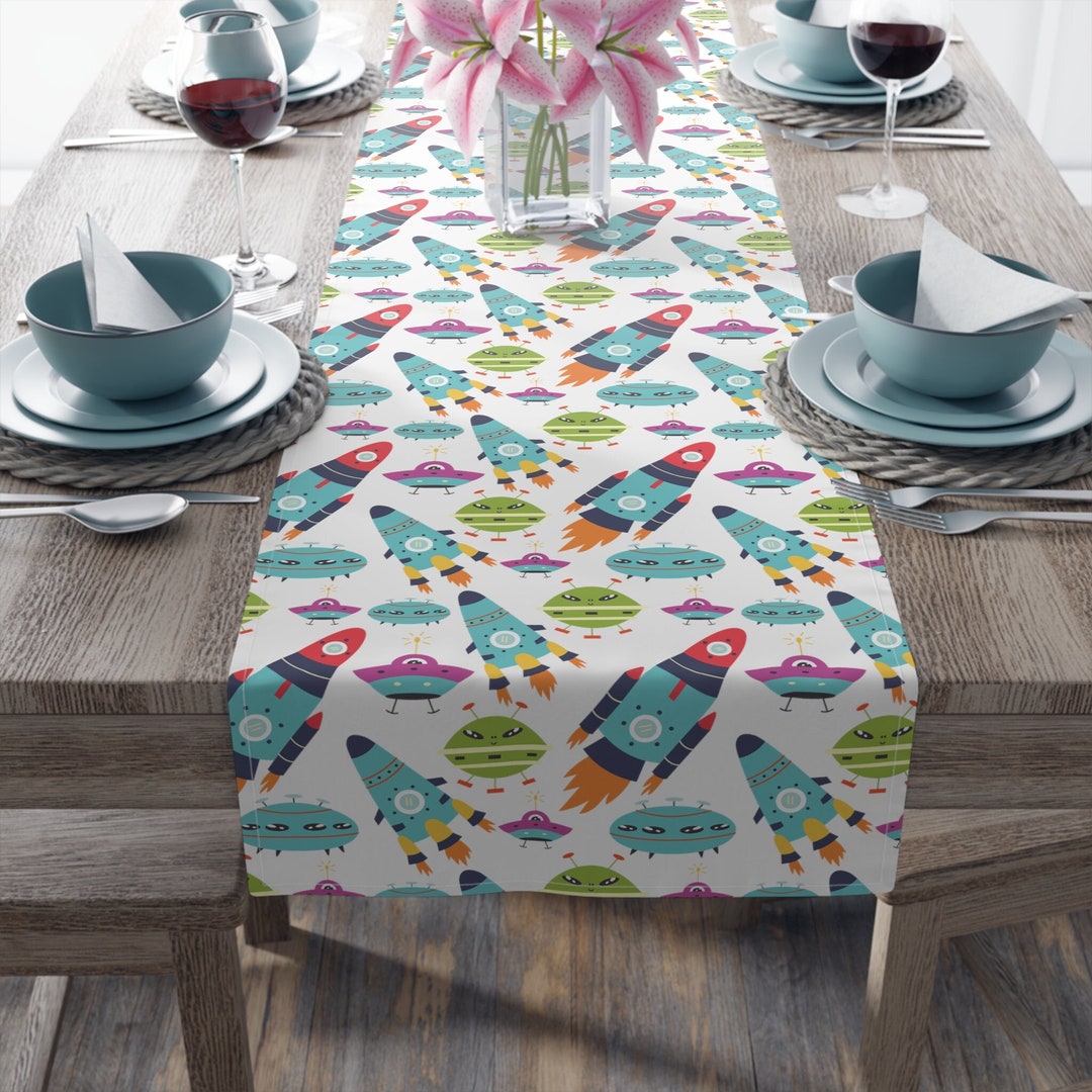 Spaceships & Aliens Birthday Table Runner, Table Decoration, Space ...