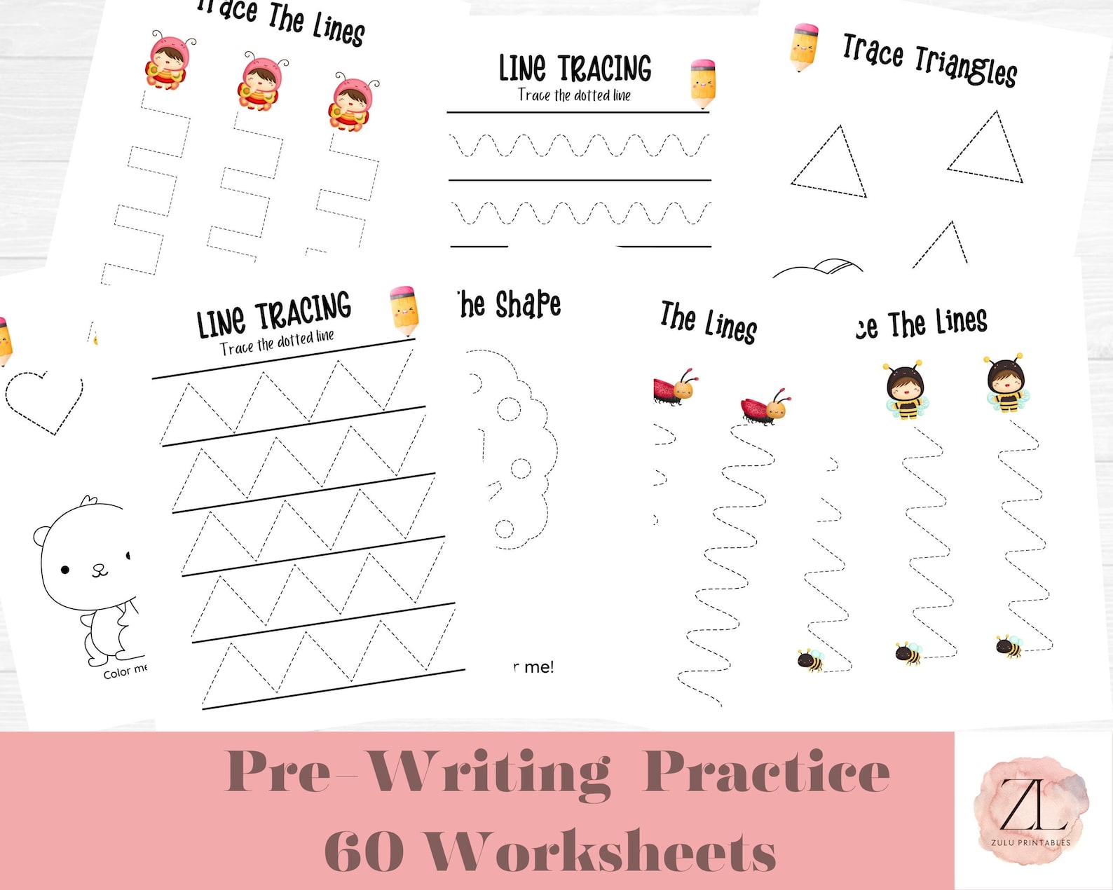 Tracing Practice, Pre-writing Worksheets, Line Tracing, Preschool ...