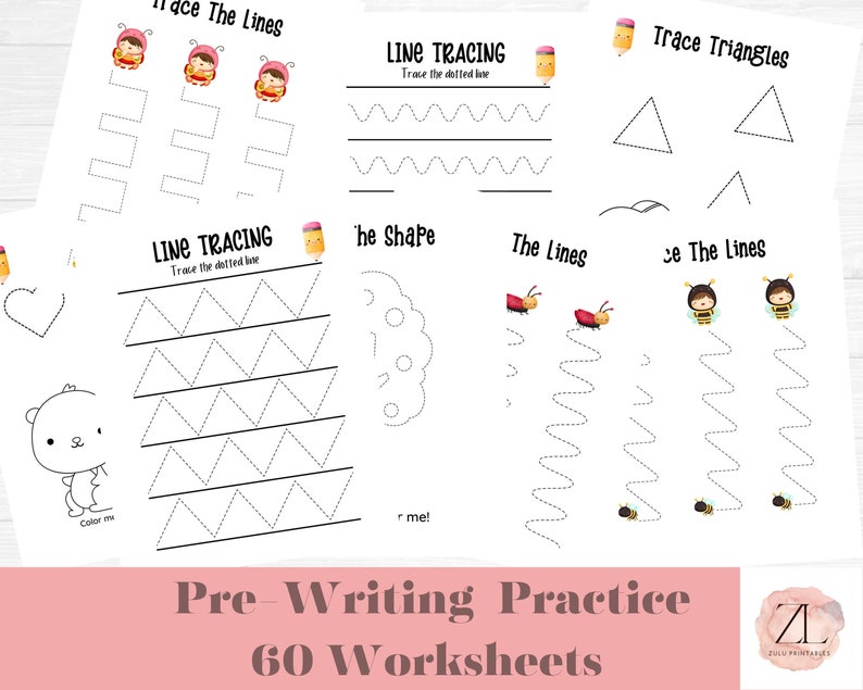 Tracing Practice, Pre-writing Worksheets, Line Tracing, Preschool ...
