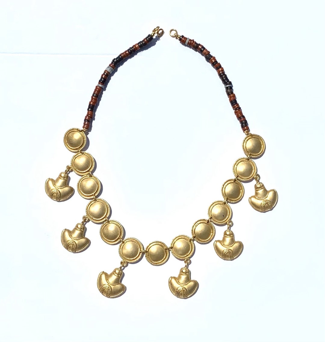 Inca Colombian Reproduction Gold-plated Necklace With Pendants and ...