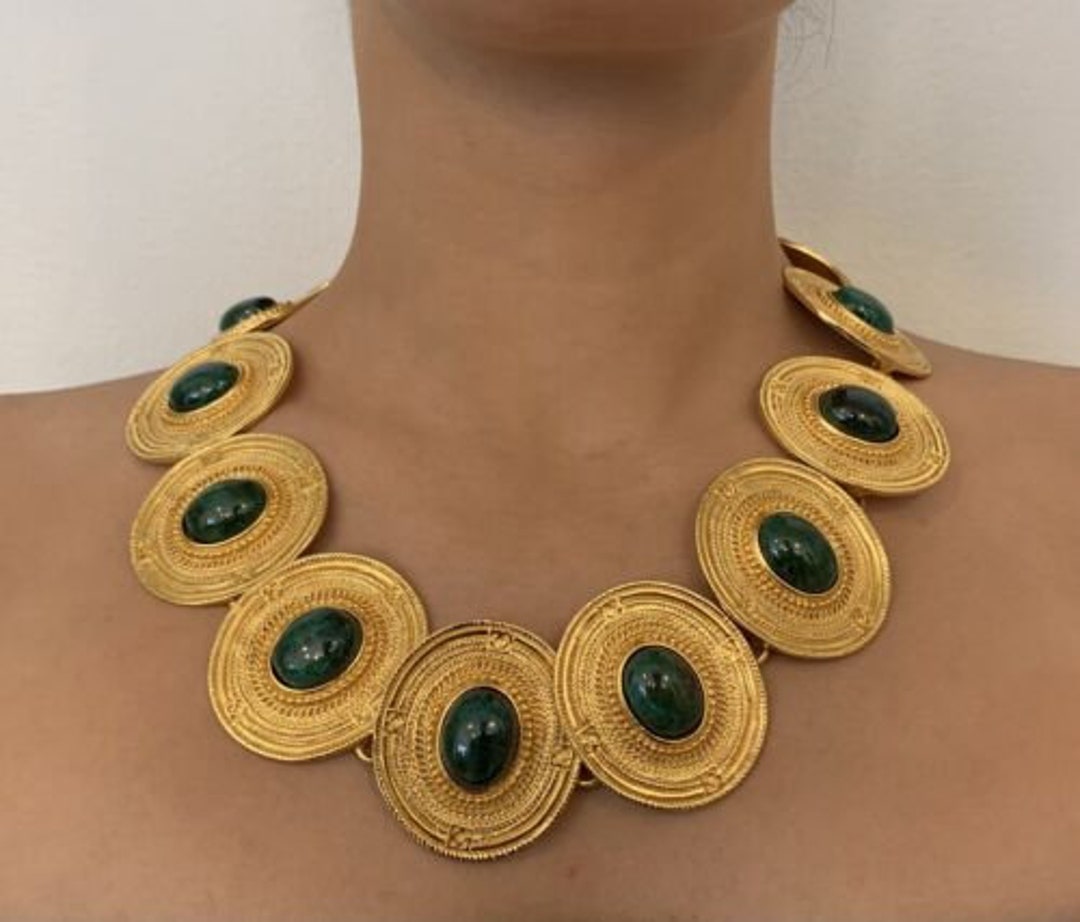 Ccori Peruvian Inca-inspired Gold-plated and Chrysocolla Necklace ...