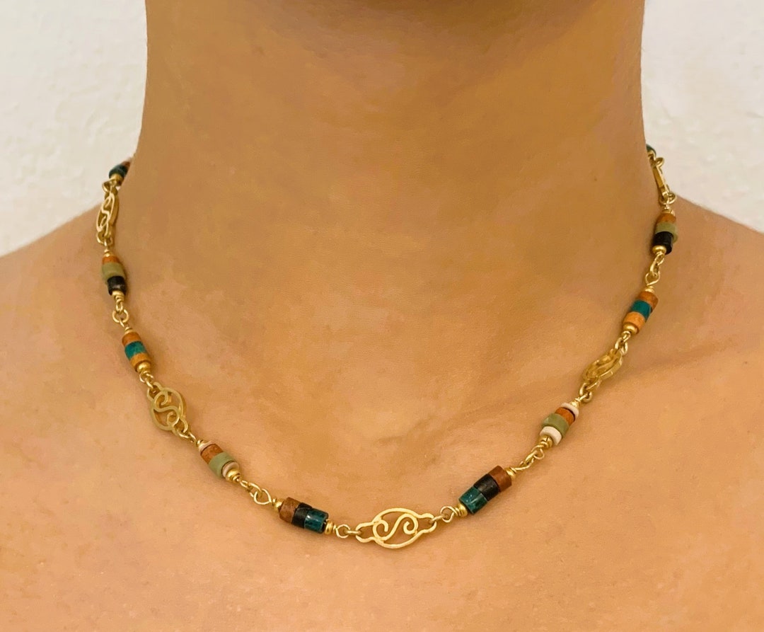 Ccori Peruvian Inca-inspired 15" Gold Choker Necklace Fashion Costume ...