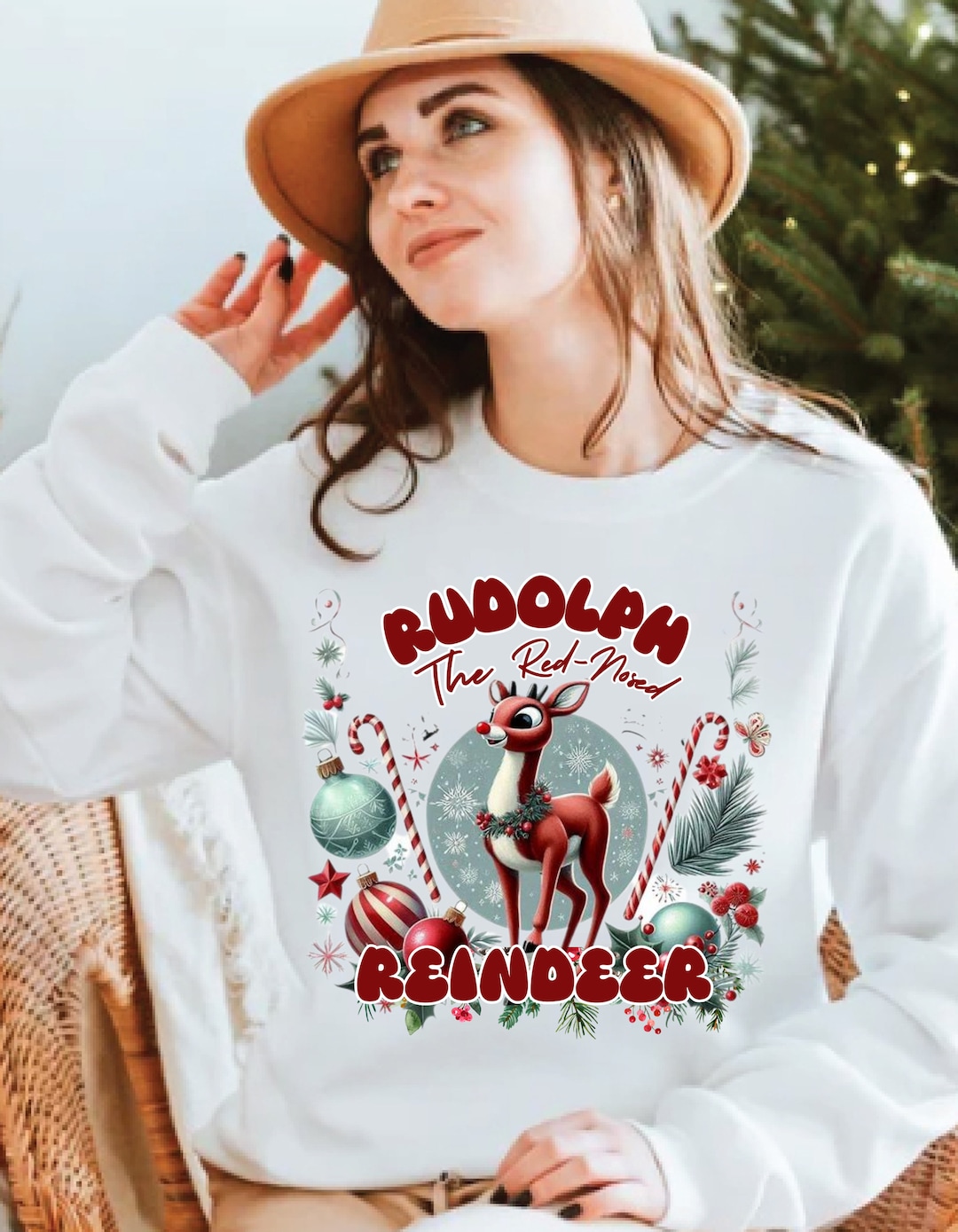 Rudolph the Red-nosed Reindeer Sweatshirt Festive Holiday Apparel ...