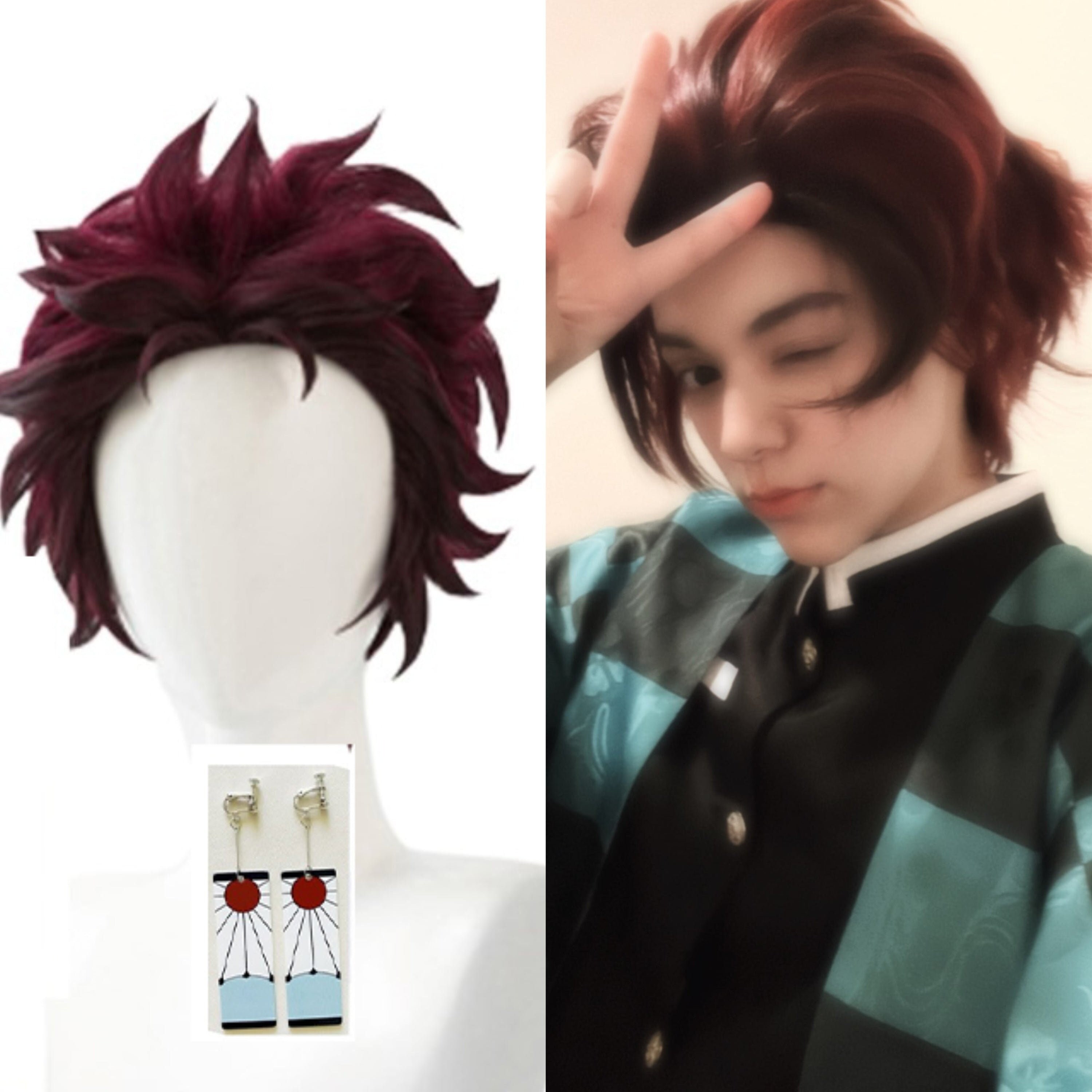 Tanjiro Kamado Chestnut Brown Cosplay Wig Demon Slayer - Etsy