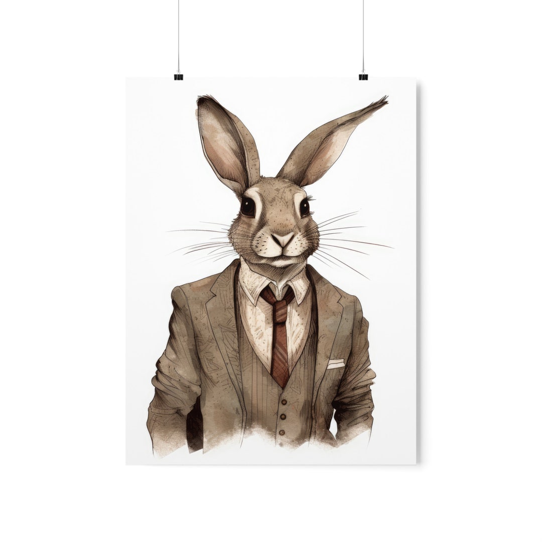 Dapper Rabbit in a Tan Suit - Poster, Wall Art, AI Art - Etsy