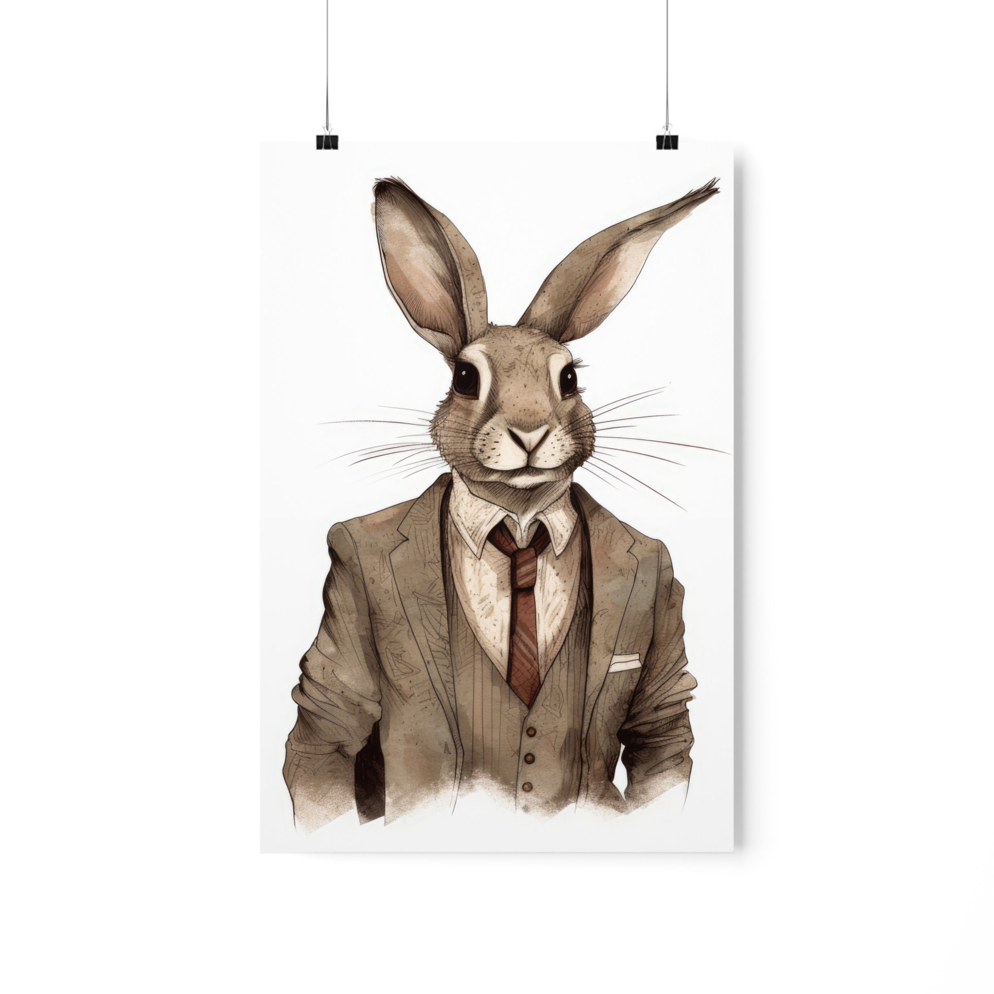 Dapper Rabbit in a Tan Suit Poster, Wall Art, AI Art - Etsy