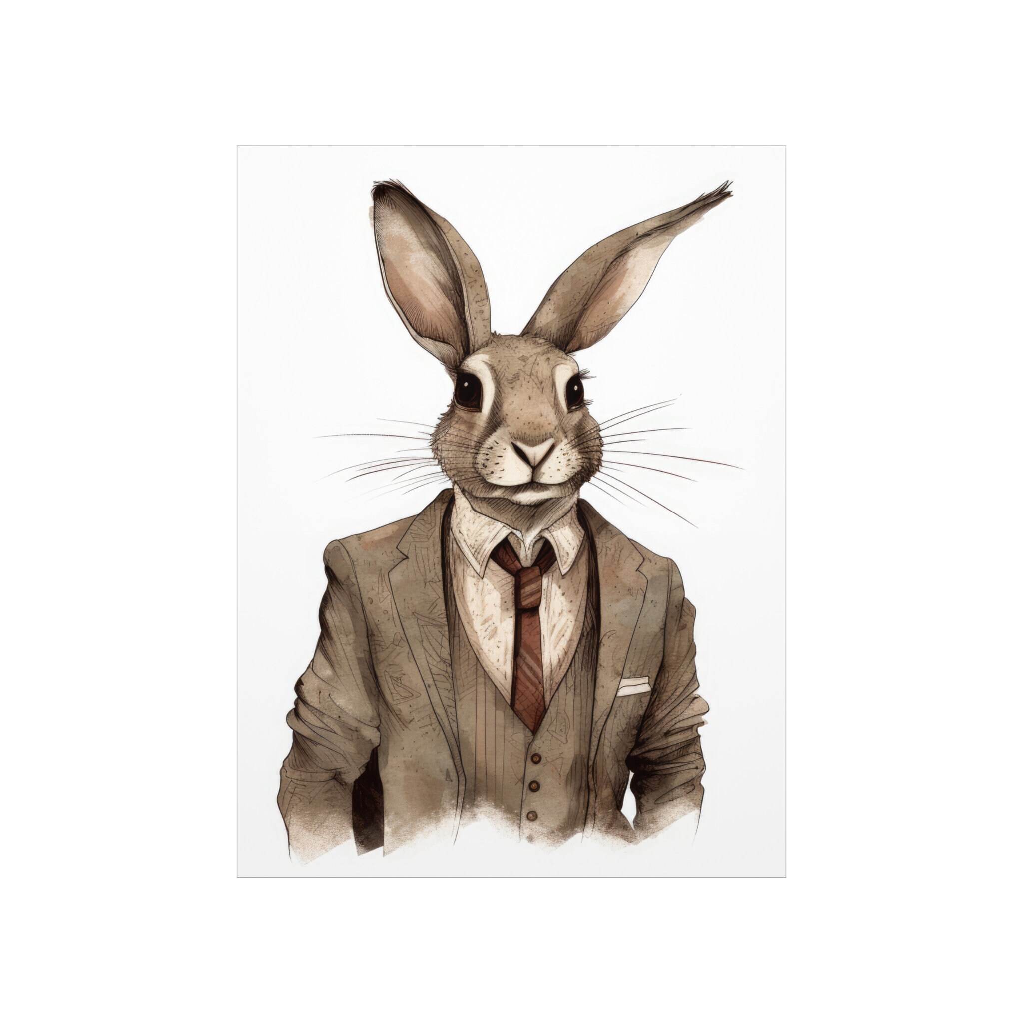 Dapper Rabbit in a Tan Suit Poster, Wall Art, AI Art - Etsy
