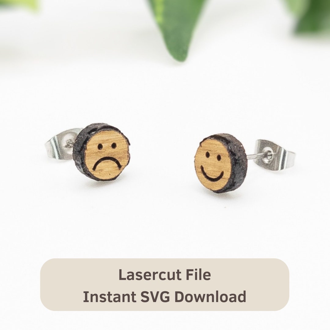 Happy/sad Face Stud Earrings Laser Cut SVG File for Glowforge Cricut ...