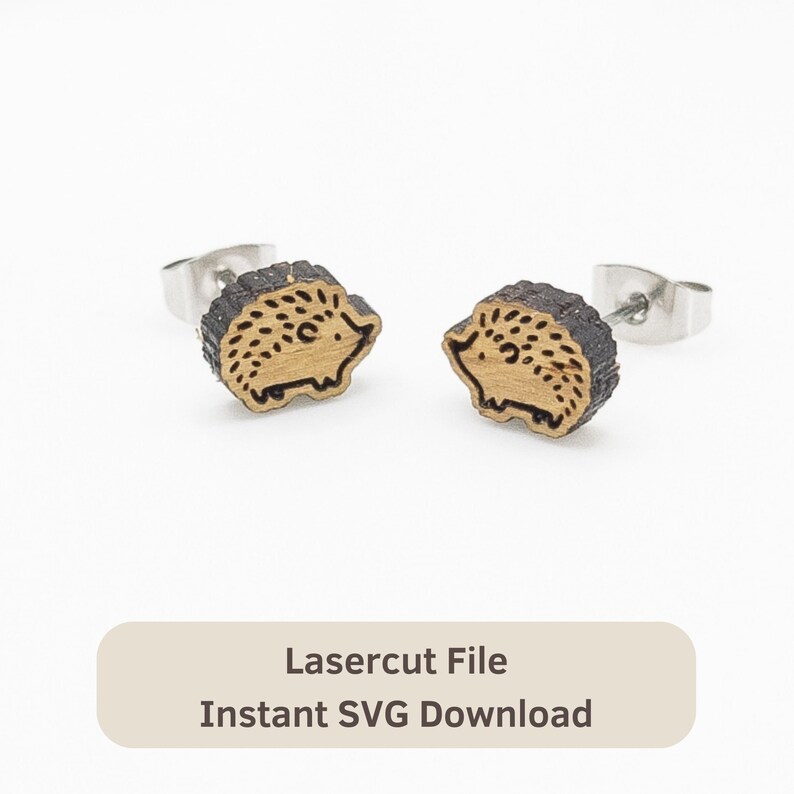 Hedgehog Stud Earrings Laser Cut SVG File for Glowforge Cricut Omtech - Etsy