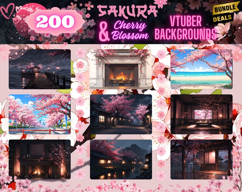 Sakura Cherry Blossom Vtuber Backgrounds: 200 Streaming Screens - Etsy