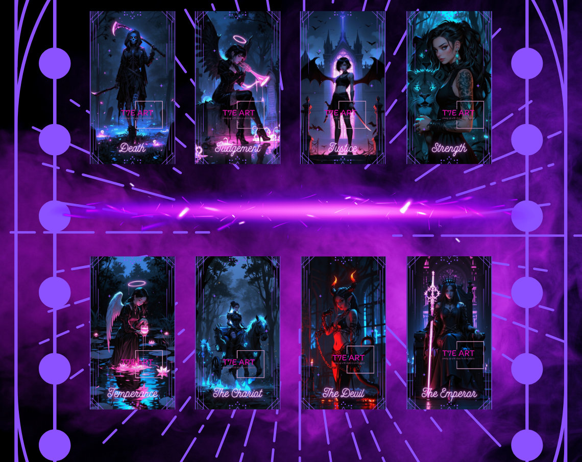 Major Arcana Gothic Style Tarot Cards, X22+backside for Cards ...