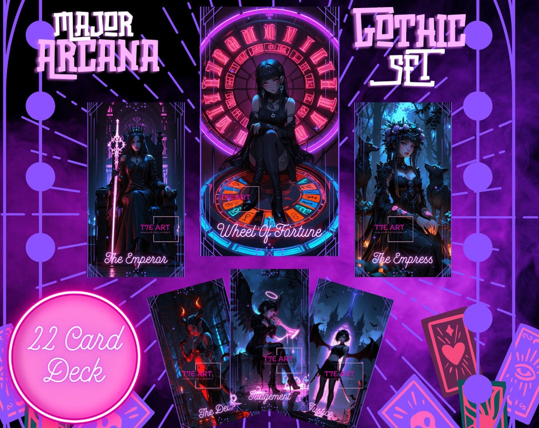Major Arcana Gothic Style Tarot Cards, X22+backside for Cards ...