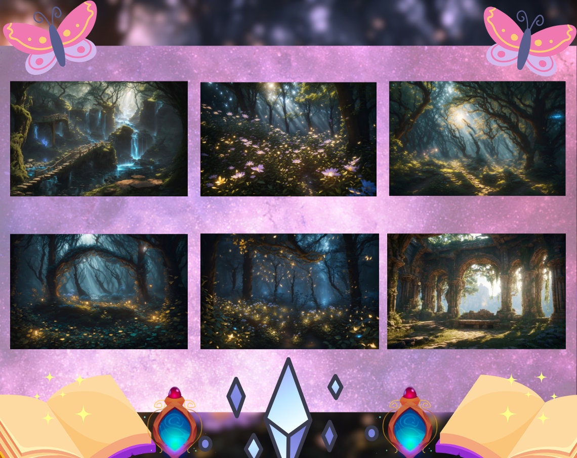 Magical Forest Vtuber Backgrounds Bundle, 34 Twitch/kick/youtube ...