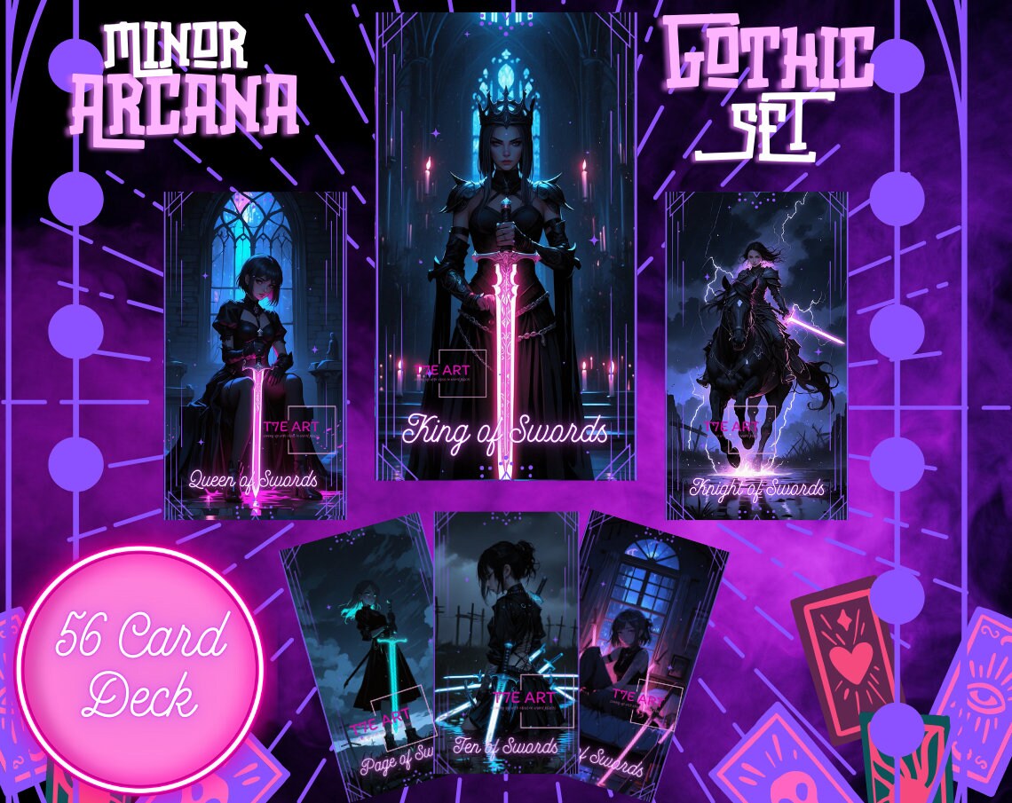 Minor Arcana Gothic Style Tarot Cards, X56+backside for Cards ...