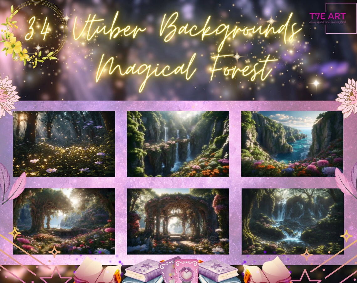 Magical Forest Vtuber Backgrounds Bundle, 34 Twitch/kick/youtube ...