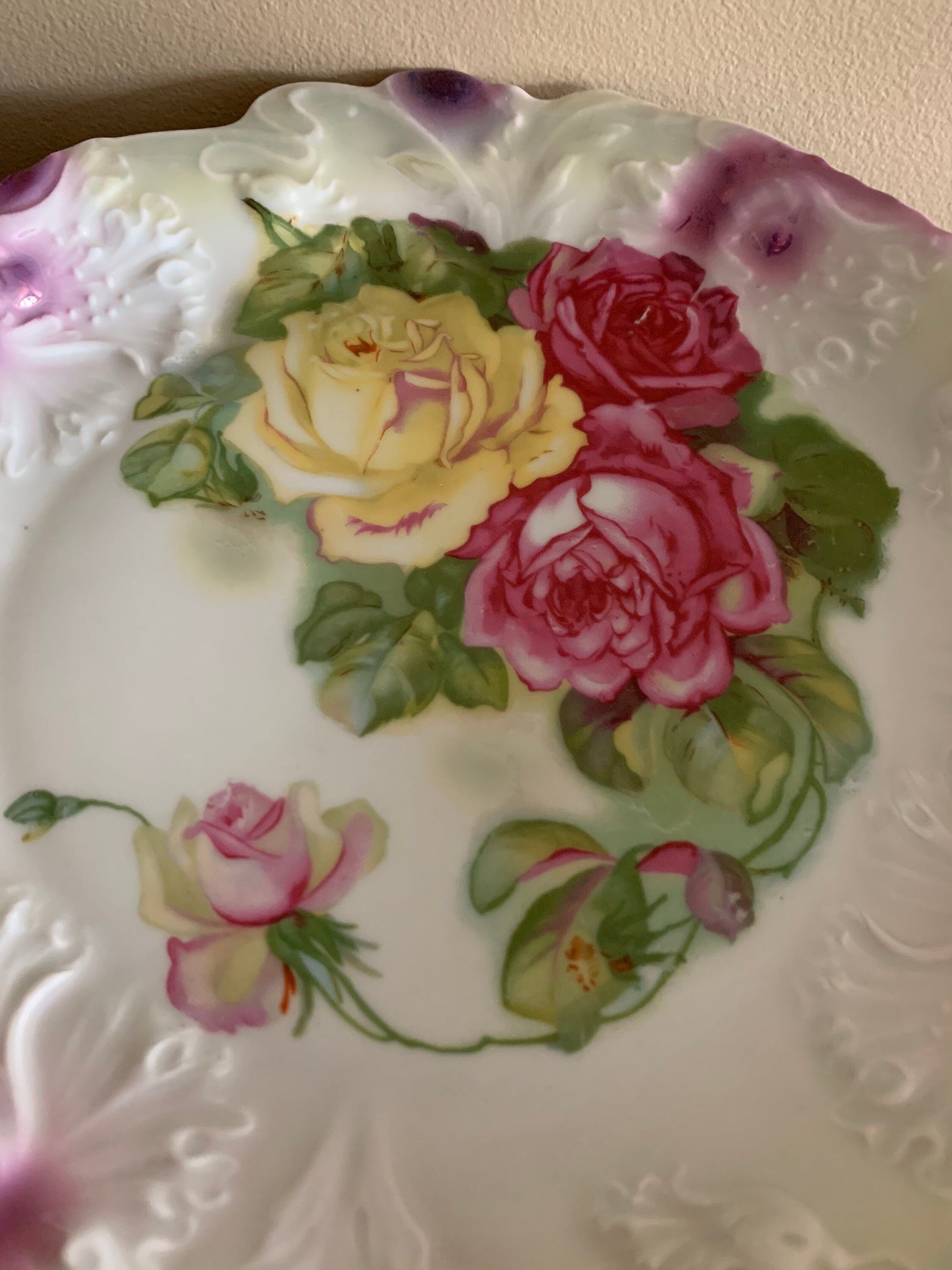 Vintage German Hand Painted Floral Plates - Etsy