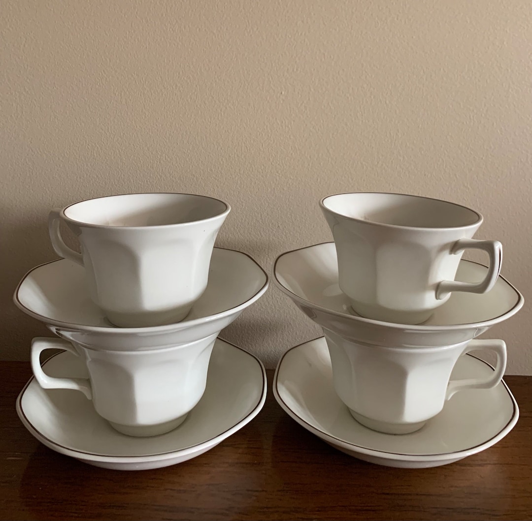 White Vintage Adams English Ironstone Cups and Saucers. - Etsy