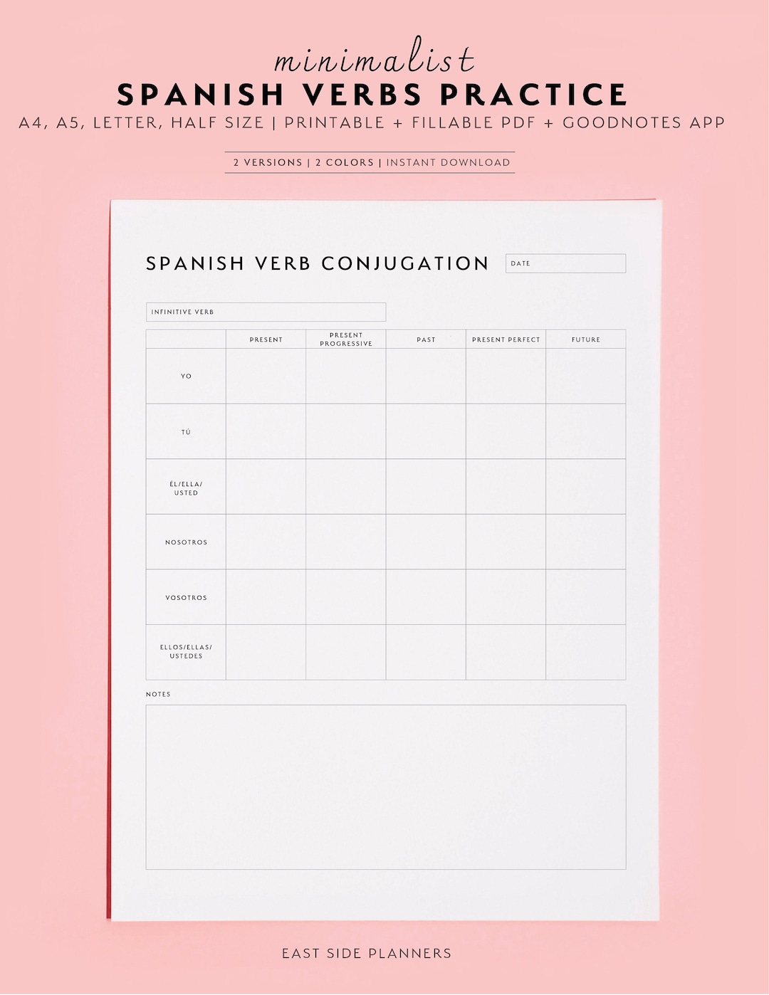 Spanish Verb Conjugation Practice Study Sheets Tenses Language Learning ...