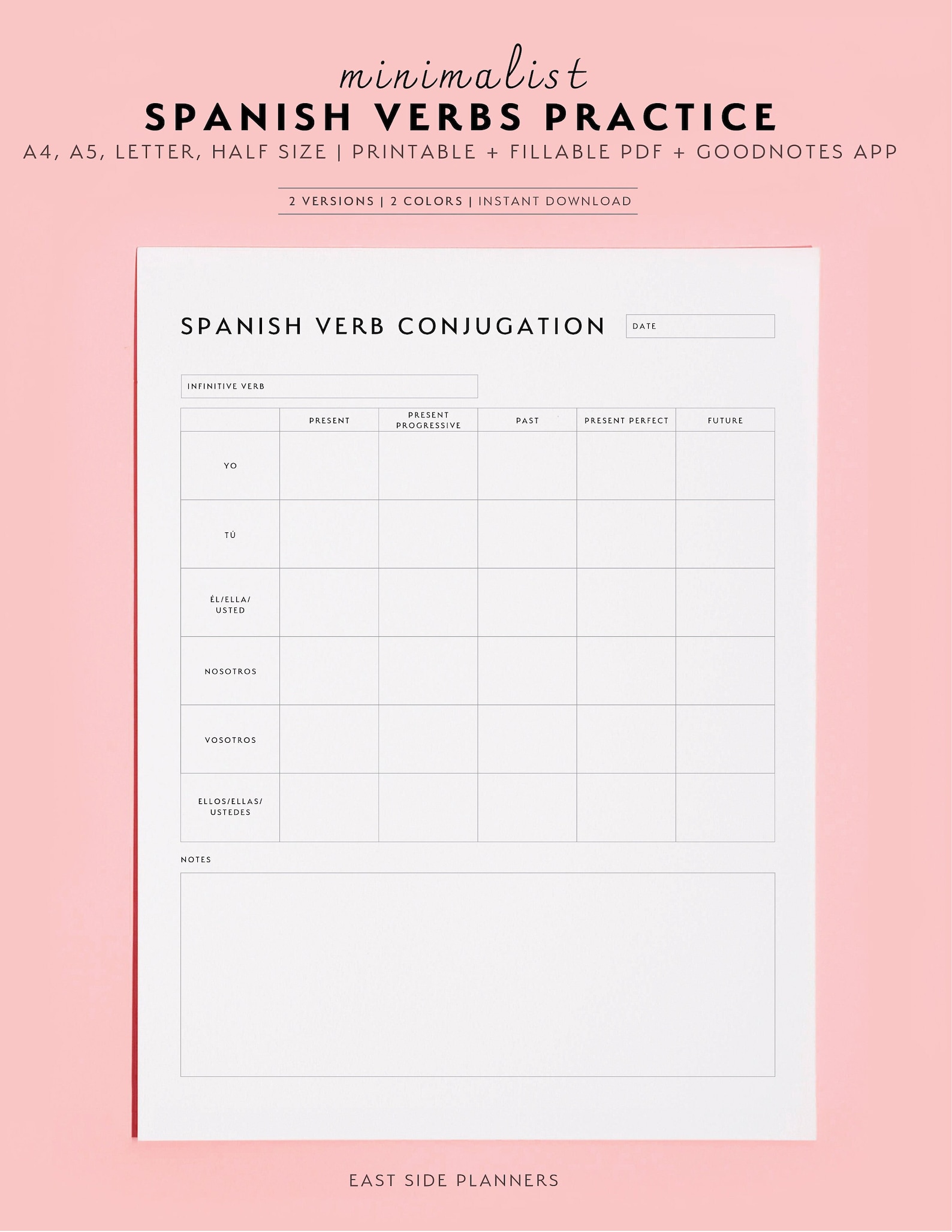 Spanish Verb Conjugation Practice Study Sheets Tenses Language Learning ...