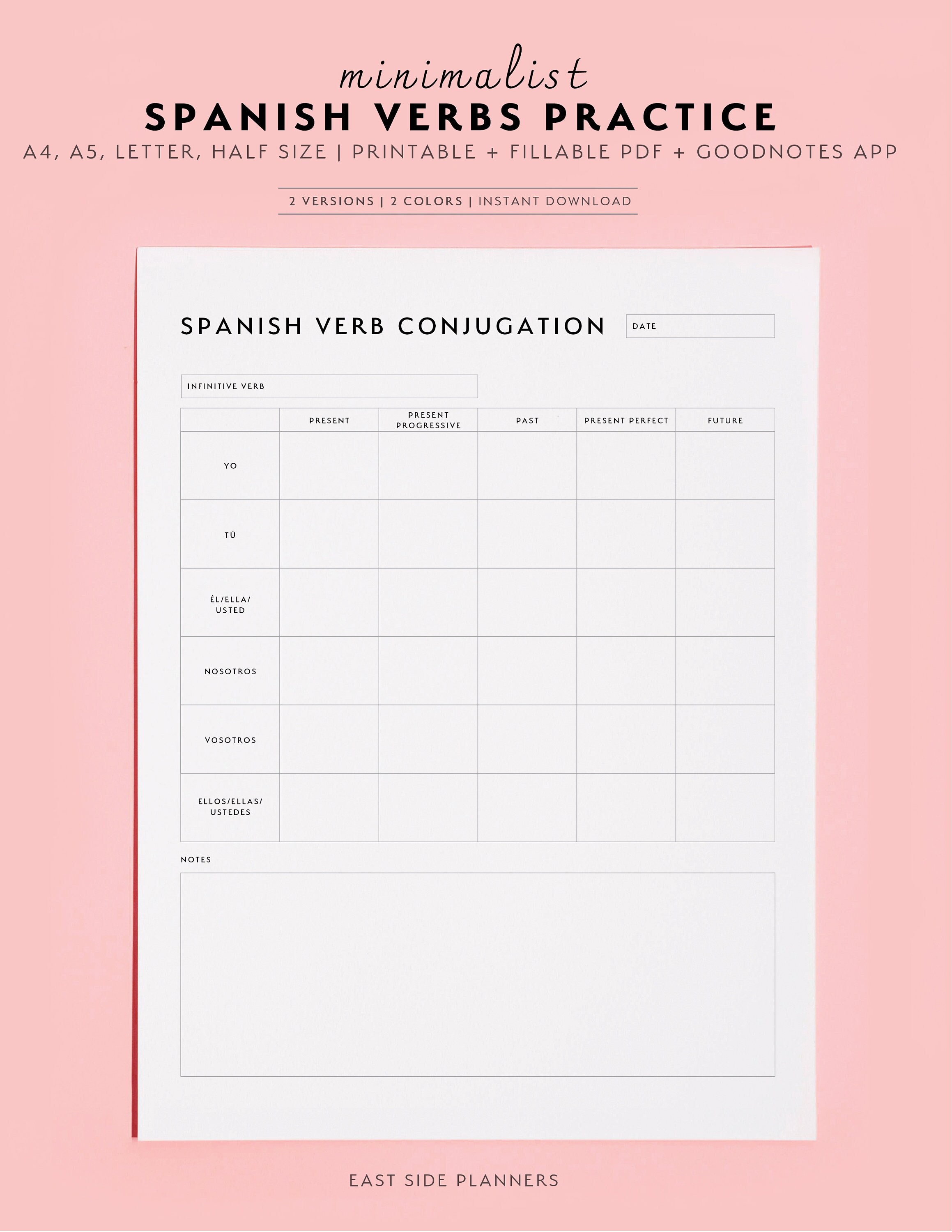 Spanish Verb Conjugation Practice Study Sheets Tenses Language Learning ...
