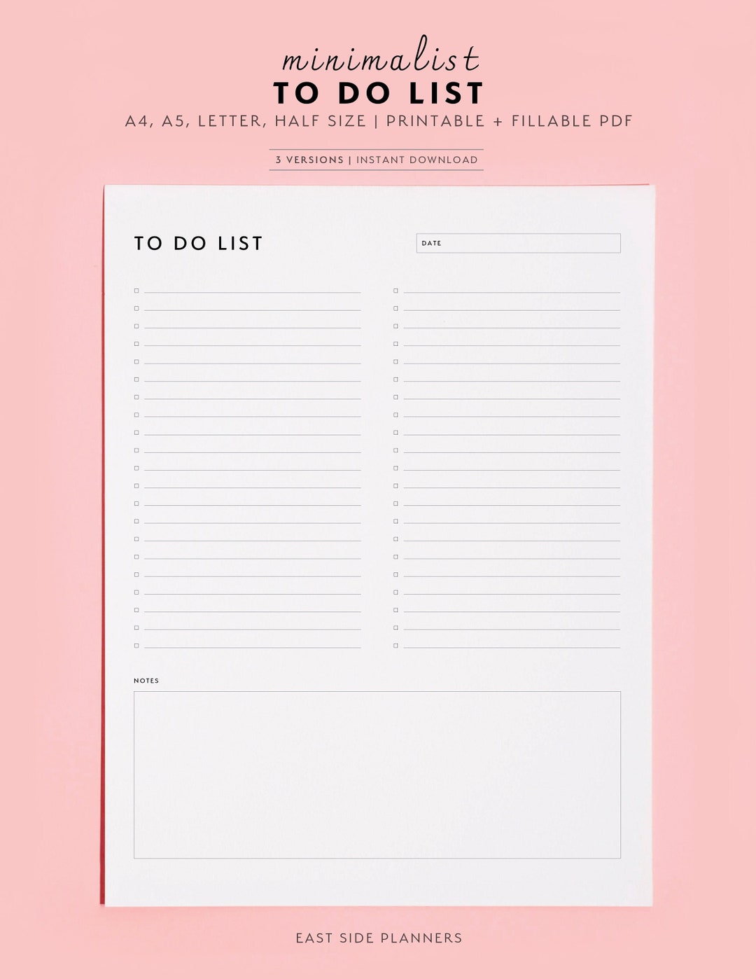 Minimal to Do List Printable, Simple Tasks List Template, Productivity ...