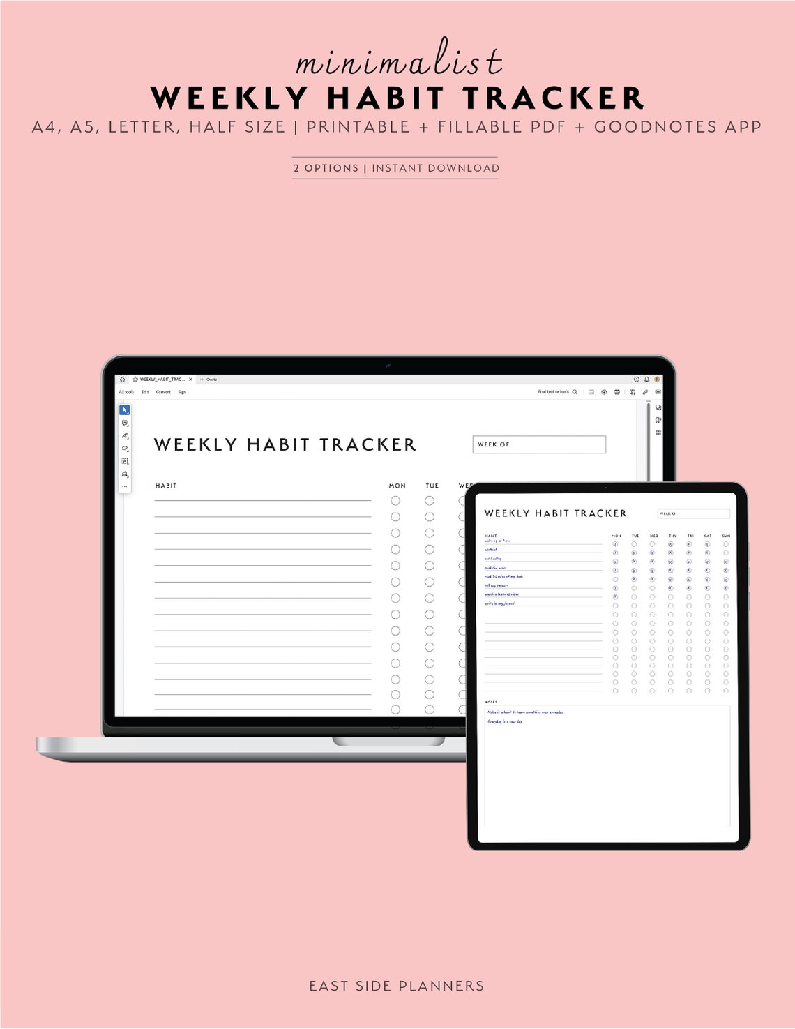 Weekly Habit Tracker Printable, Habit Tracker Template, Routine Tracker ...