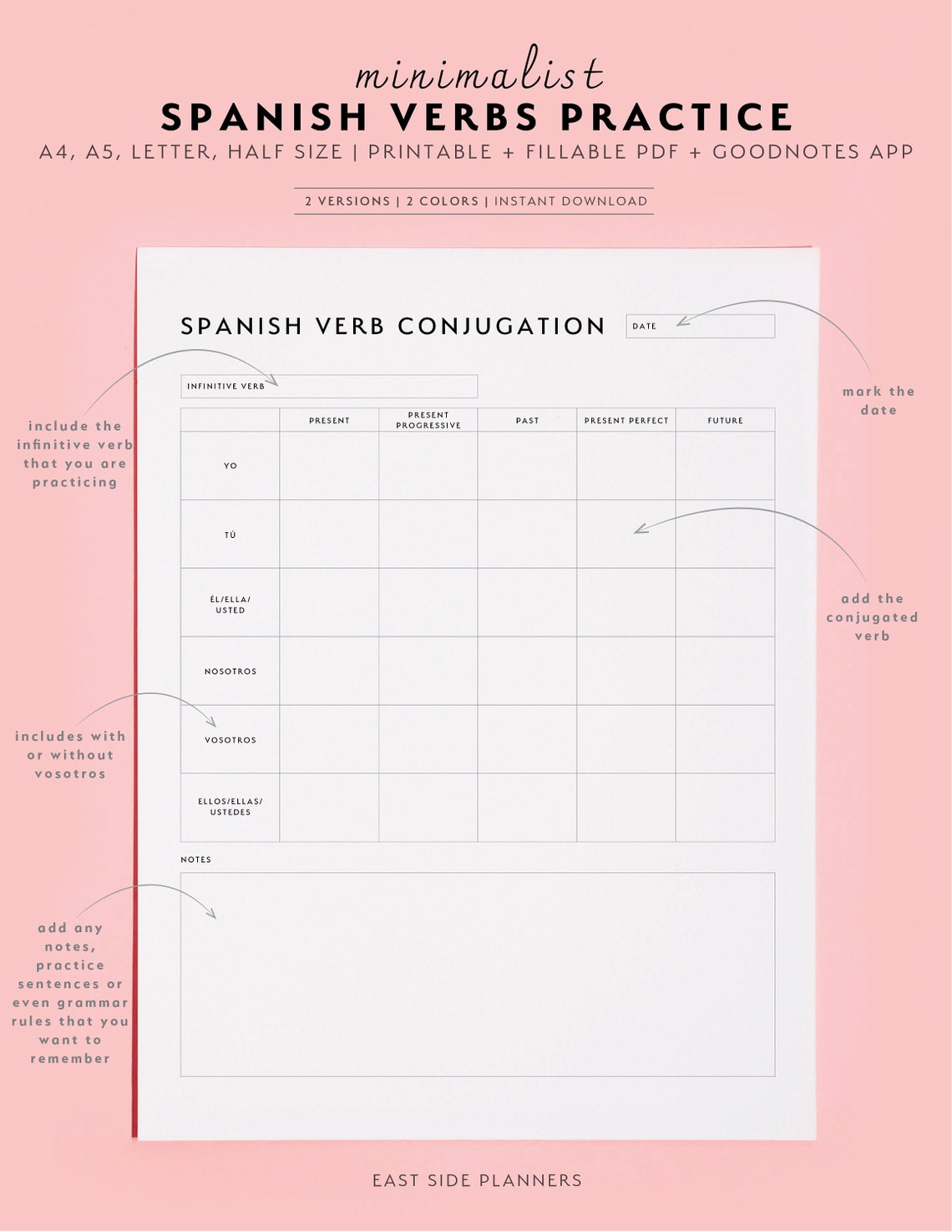 Spanish Verb Conjugation Practice Study Sheets Tenses Language Learning ...