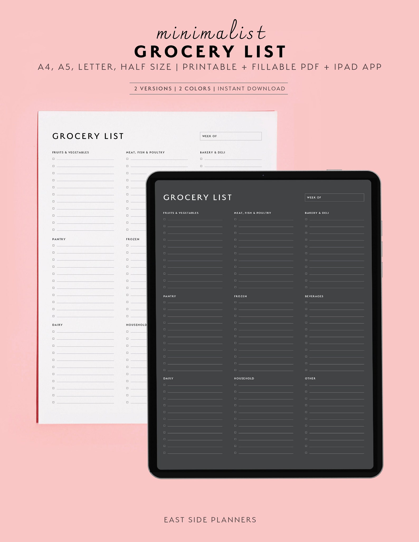 Grocery List Printable Template, Grocery Planner, Organize, Weekly Plan ...